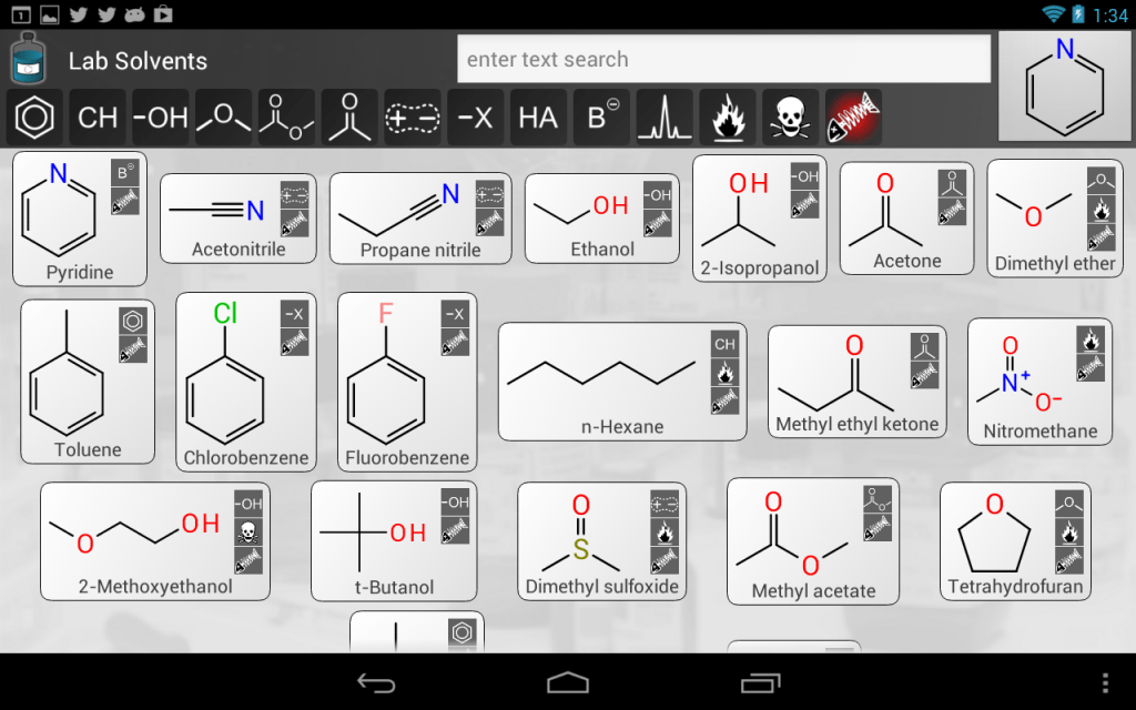 Lab Solvents app for Android nearing completion – Cheminformatics 2.0