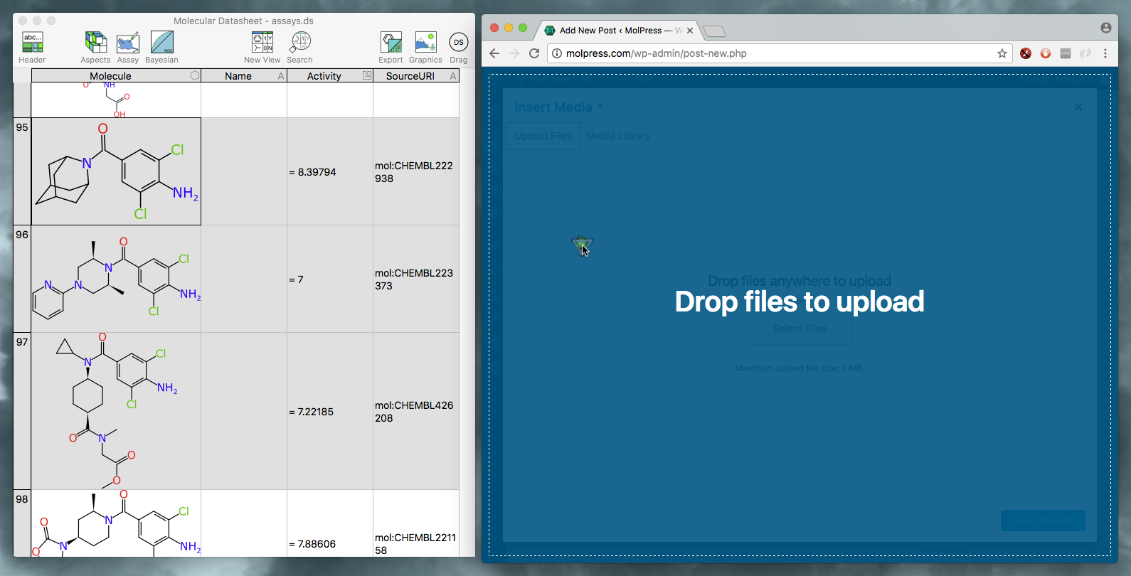 XMDS with MolPress – Cheminformatics 2.0